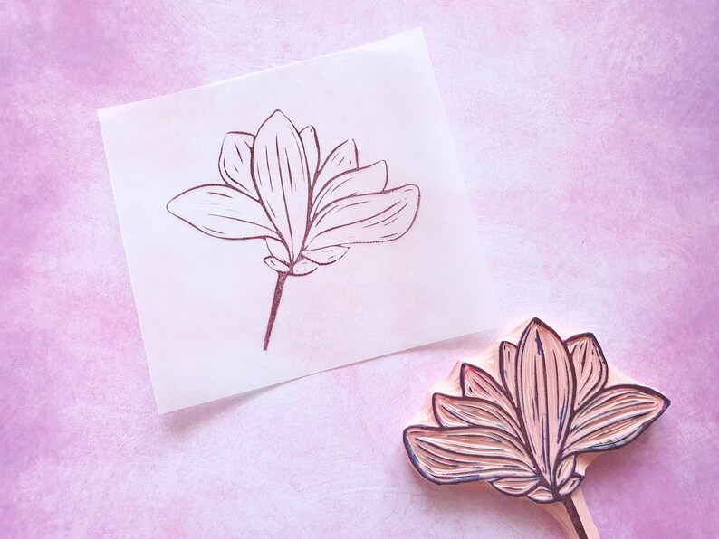 Magnolia rubber stamp for scrapbooking blossom flower stamp | Etsy