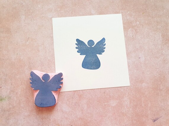 Vintage angel rubber stamp for Christmas card handmade | Etsy
