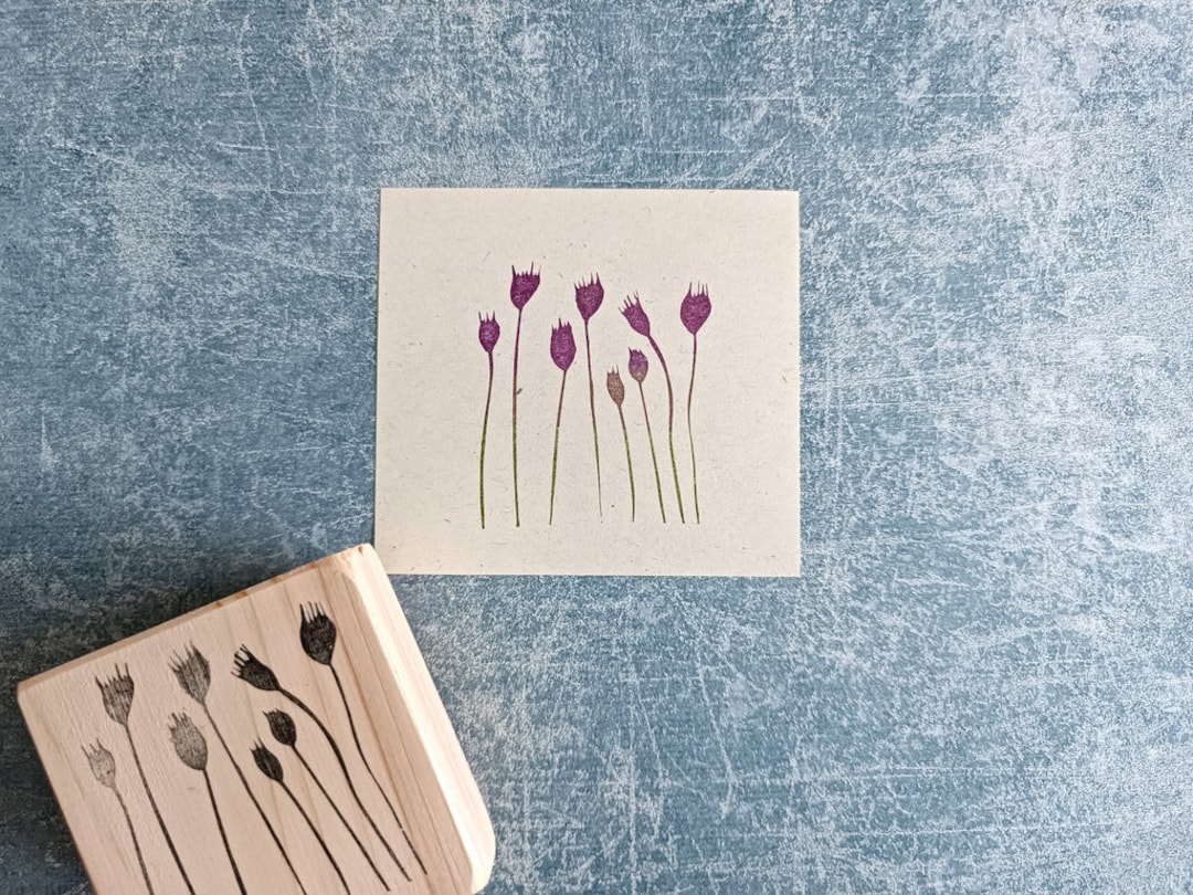 Poppies Rubber Stamp, Fairy Garden Poppy Stamp, Flower Background ...