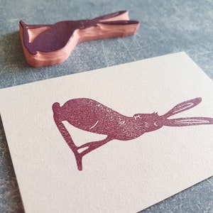 Hare Rubber Stamp for Easter Decor, Woodland Animal Stamp, Wildlife ...