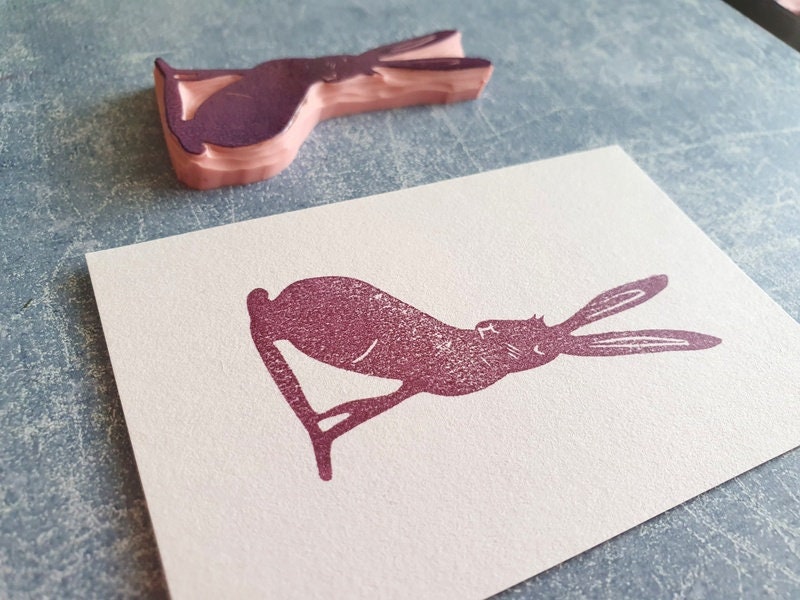Hare Rubber Stamp for Easter Decor, Woodland Animal Stamp, Wildlife ...