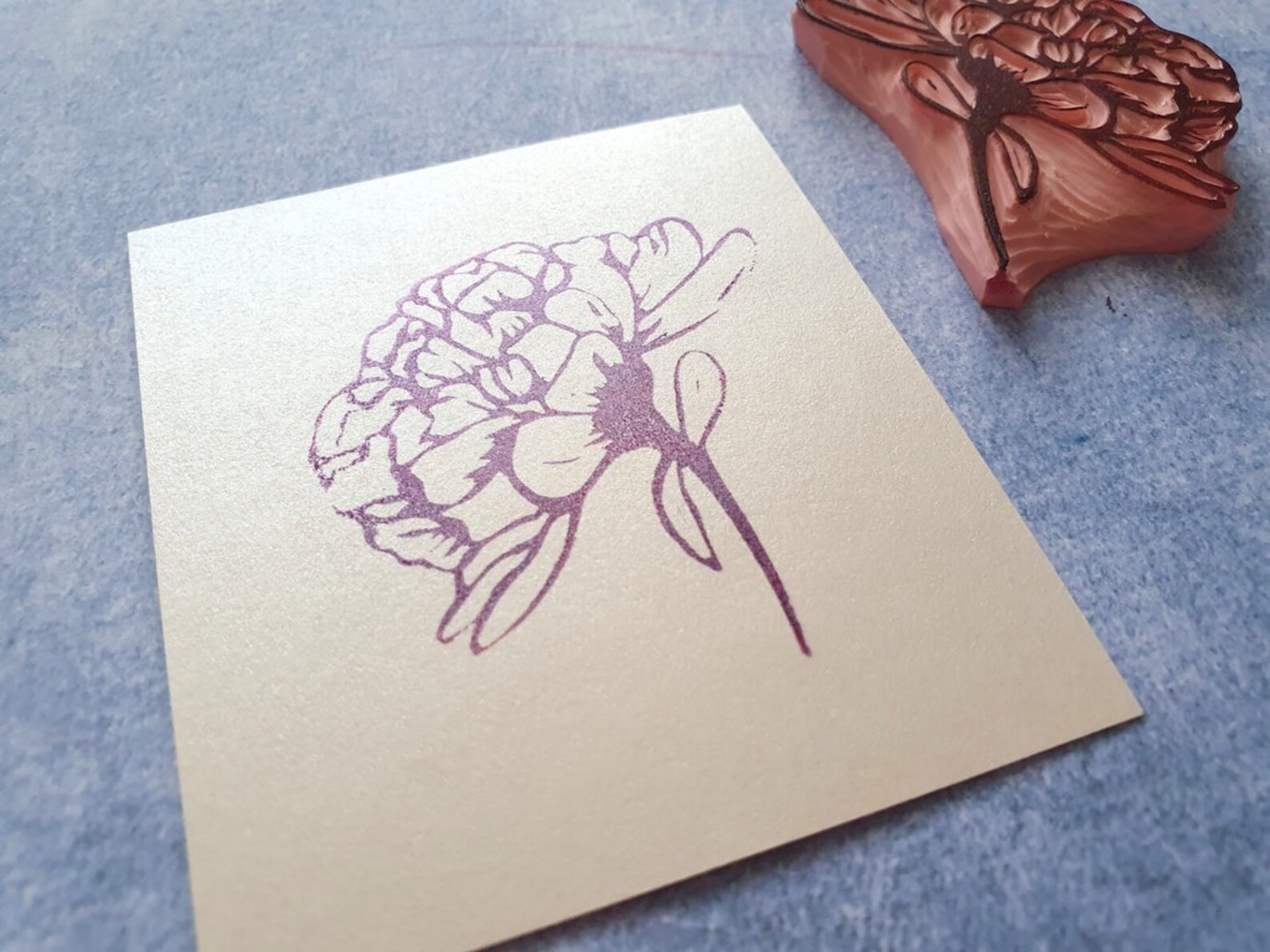 Peony flower rubber stamp floral wedding stamp botanical | Etsy