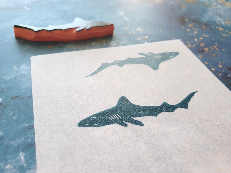 Shark Rubber Stamp for Birthday Wishes Ocean Animal Wooden | Etsy