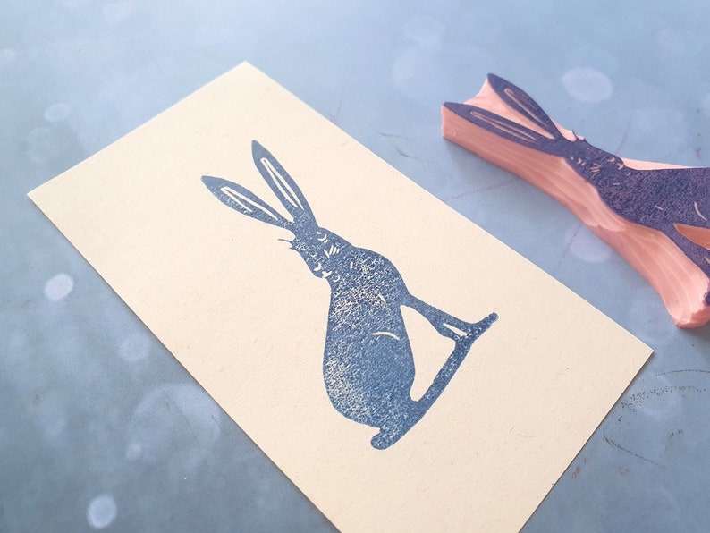 Hare Rubber Stamp for Easter Decor Woodland Animal Stamp | Etsy