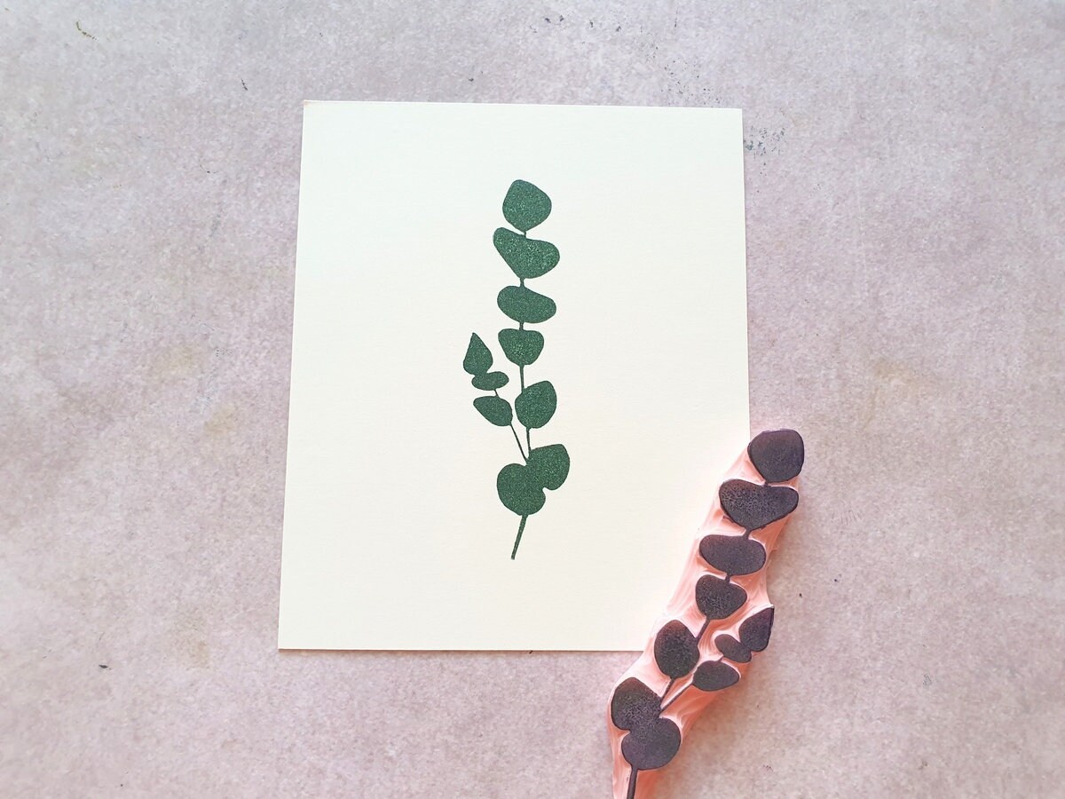 Eucalyptus leaf rubber stamp for bullet journal botanical | Etsy