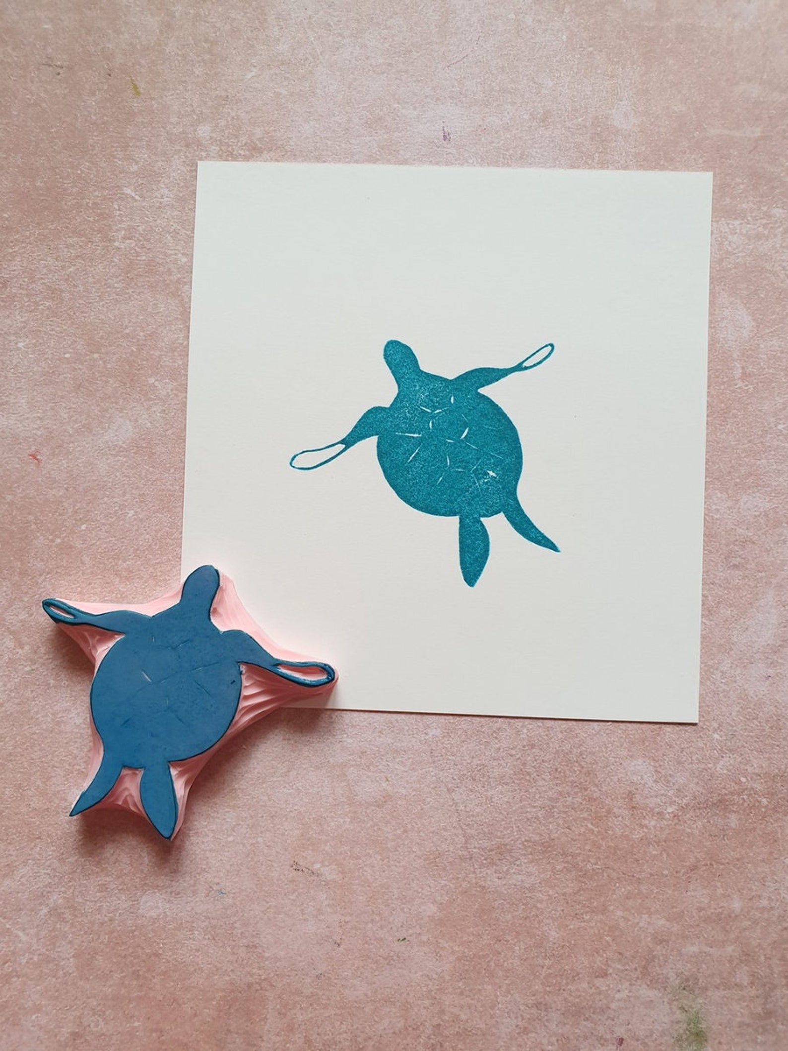 Turtle rubber stamp for journaling sea life stamp for | Etsy