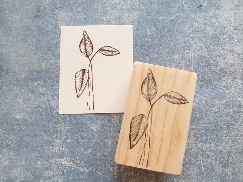 Leafs Rubber Stamp for Cardmaking Twig Greenery Stamp Rustic - Etsy