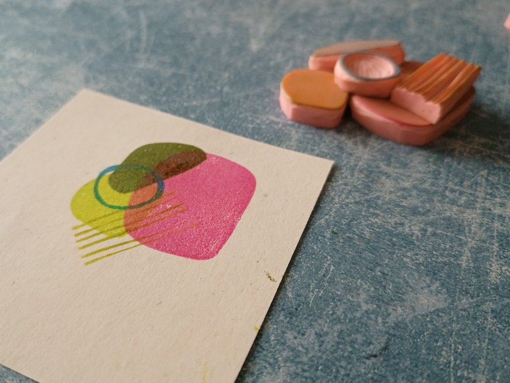 Pattern Stamp Set of 5 for Art Journaling, Shape Rubber Stamp Set for ...