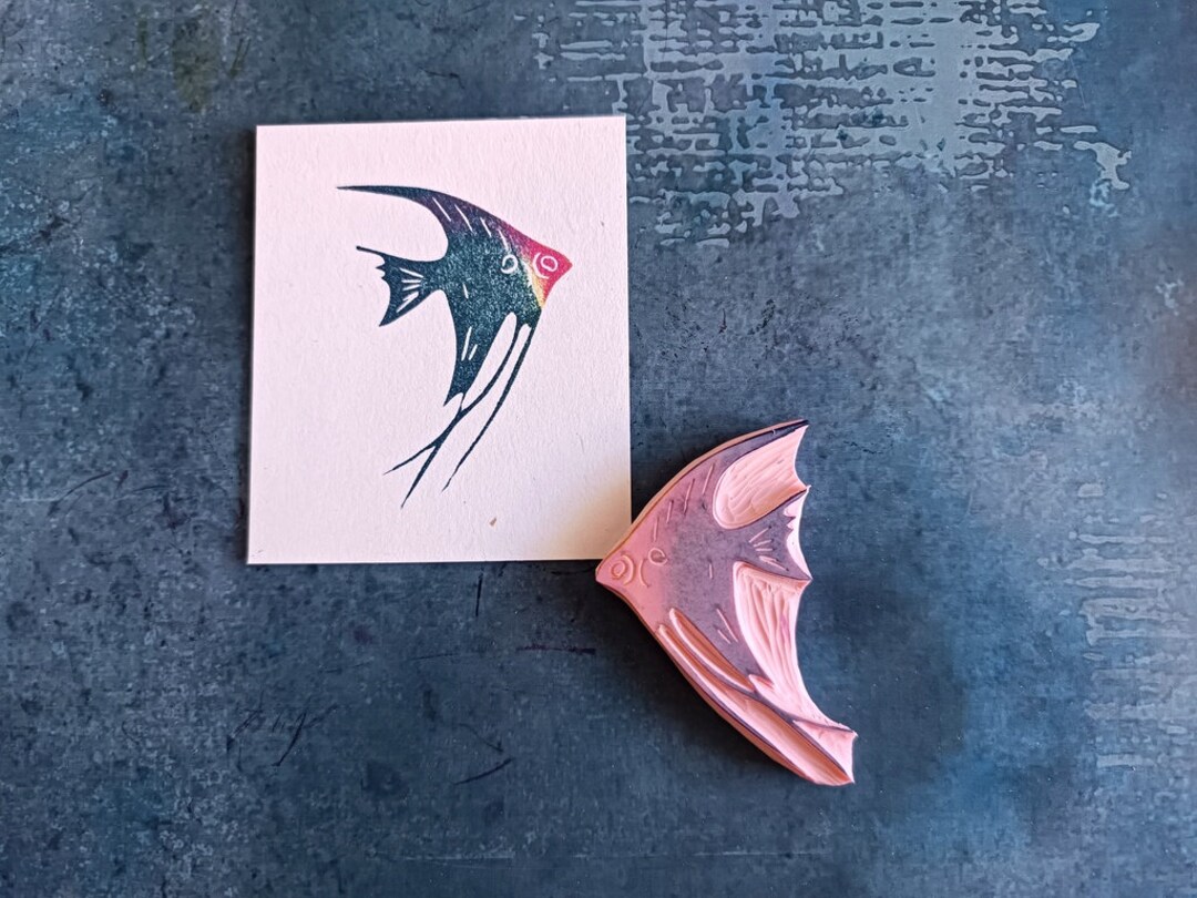 Fish Stamp for Fabric Pattern, Aquarium Rubber Stamp for Stationery ...
