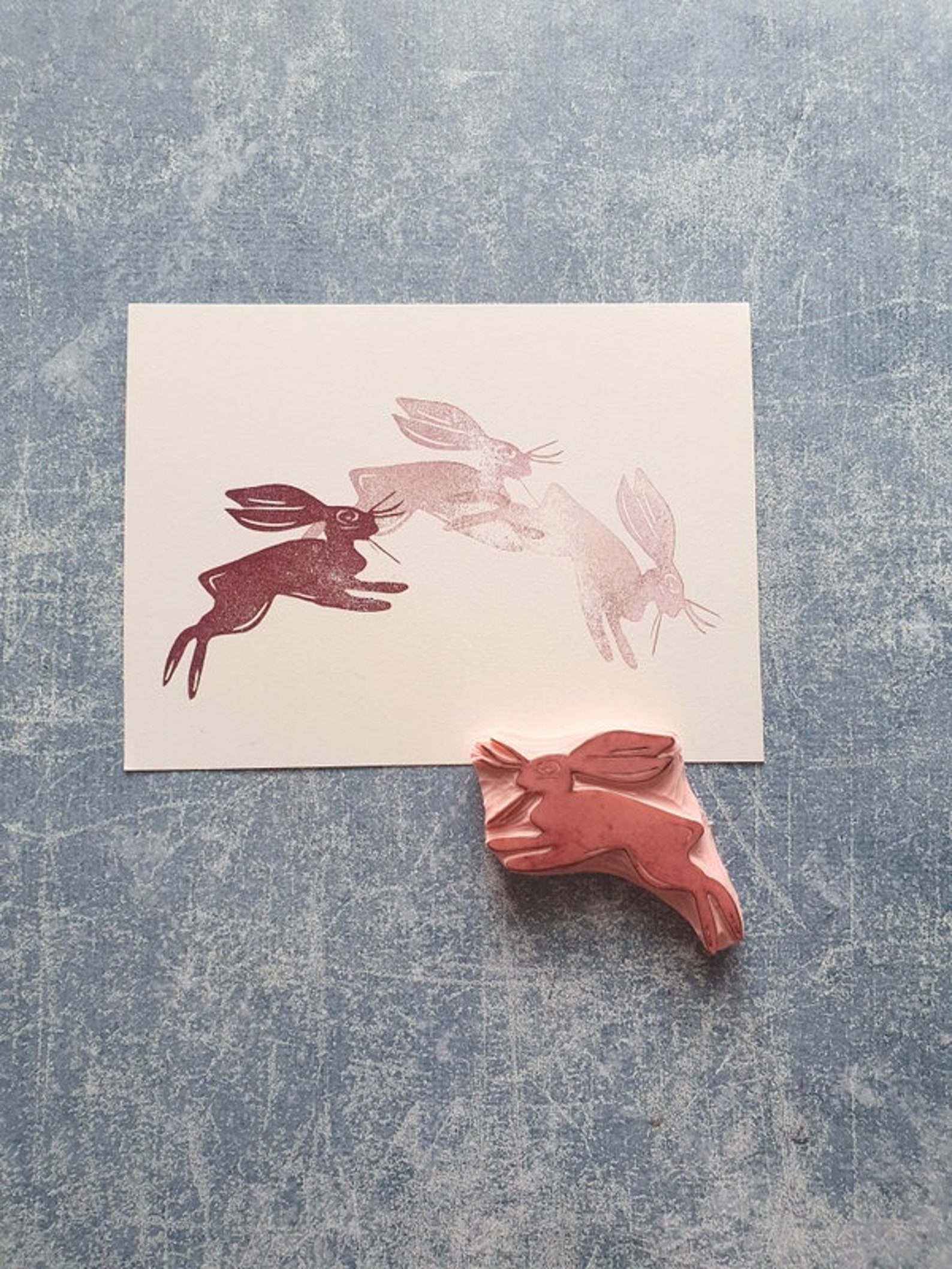 Rabbit Rubber Stamp Hare Rubber Stamp Animal Stamp Easter | Etsy