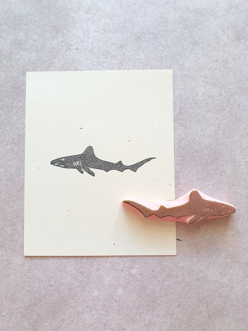 Shark Rubber Stamp for Birthday Wishes Ocean Animal Wooden | Etsy