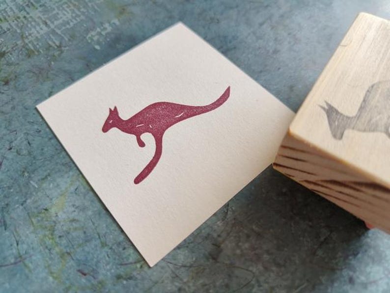 Kangaroo Rubber Stamp for Snail Mail Lovers, Jumping Kangaroo Stamp for ...