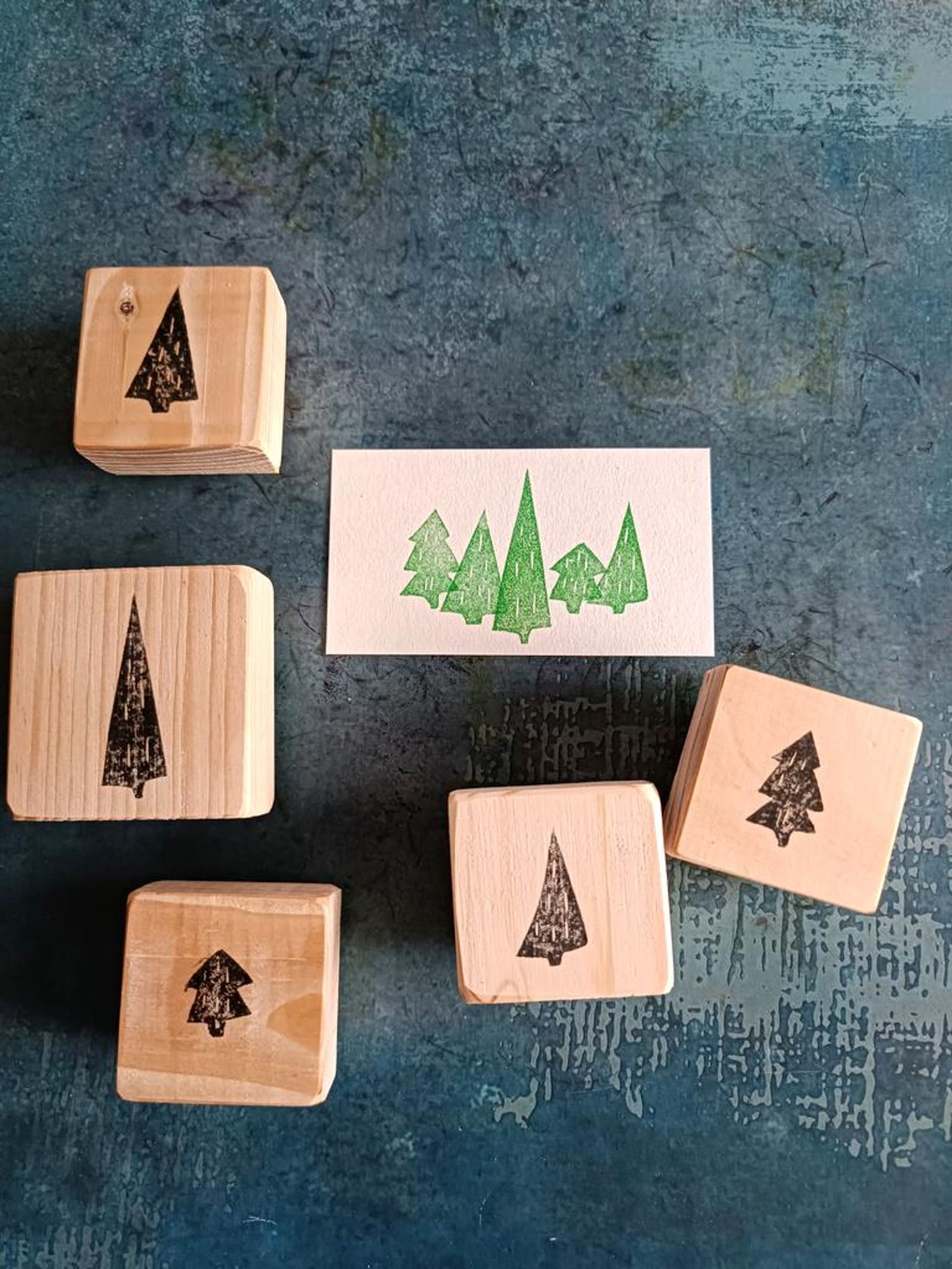 Christmas Tree Rubber Stamp Set, Winter Scenery Stamp for Scrapbooking ...