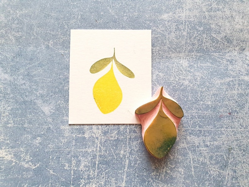 Lemon Rubber Stamp for Bullet Journal, Citrus Stamp for Fabric Pattern ...