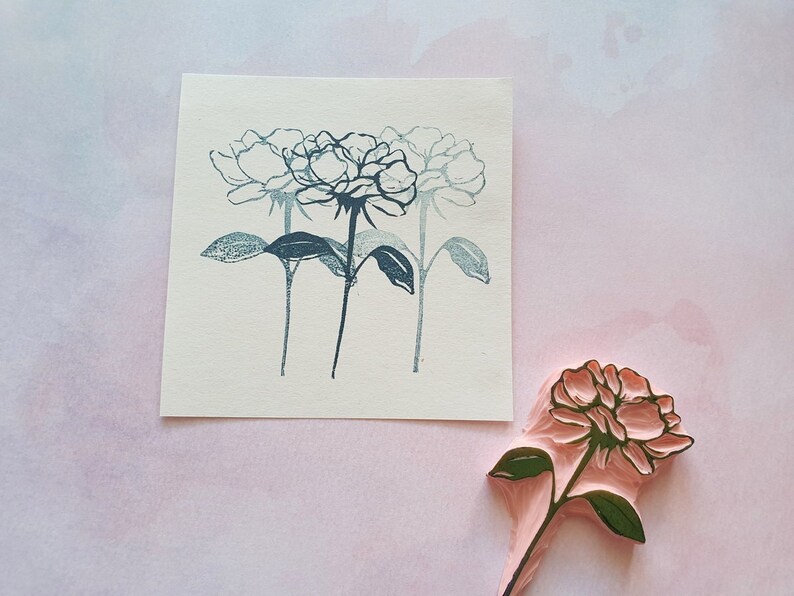 Peony stamp for botanical journal garden flower stamp for | Etsy