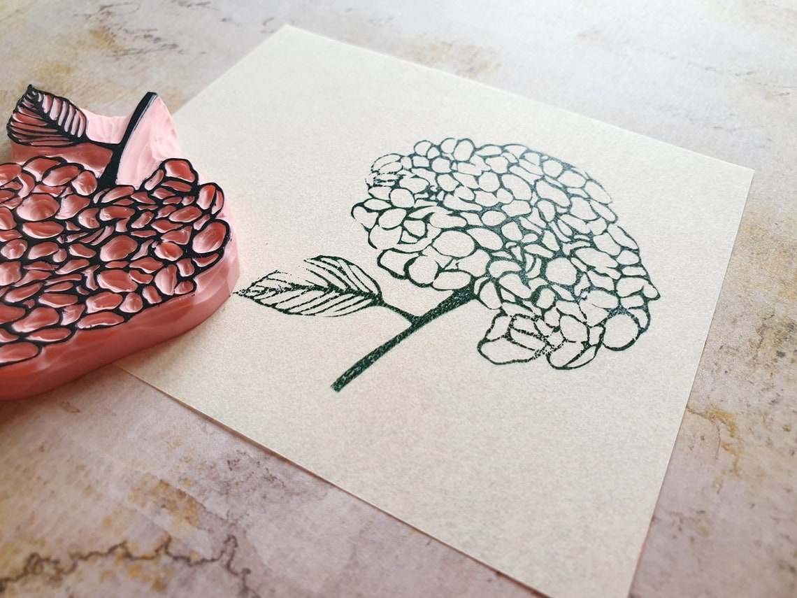 Hydrangea rubber stamp for cardmaking hortensia stamp for | Etsy