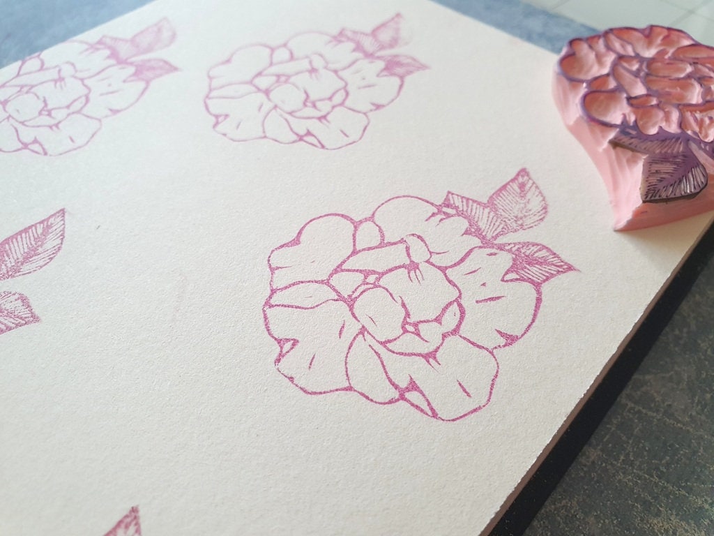 Peony Rubber Stamp for Country Wedding Invitation, Wild Rose Stamp for ...