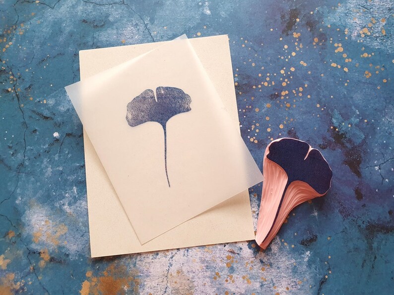 Ginkgo Leaf Rubber Stamp for Daily Journal, Impression Obsesion Cards ...