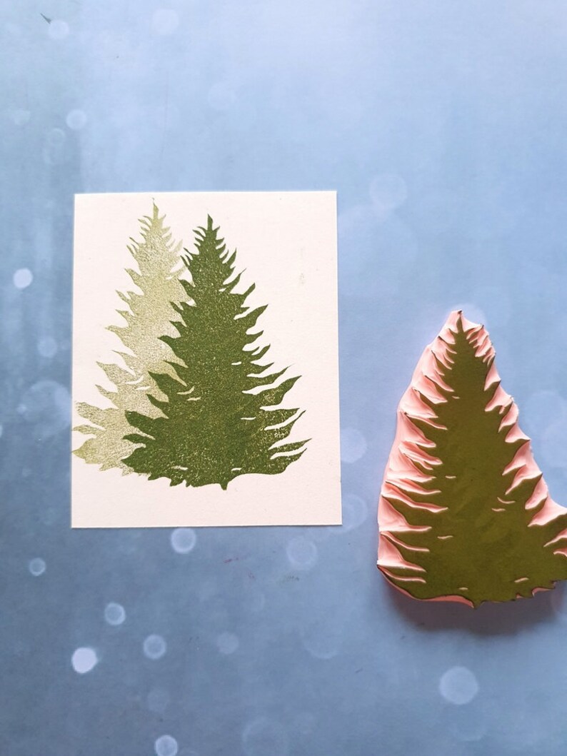 Tree rubber stamp for stamping on paper Christmas tree stamp | Etsy