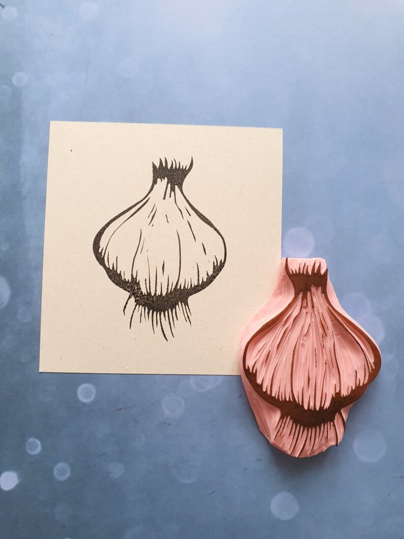 Garlic Rubber Stamp for Daily Journal Vegan Stamp for Mixed | Etsy