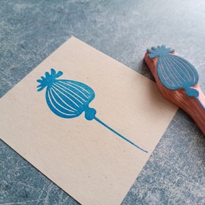 Poppy Pod Rubber Stamp for Junk Journal, Wild Garden Stamp for ...