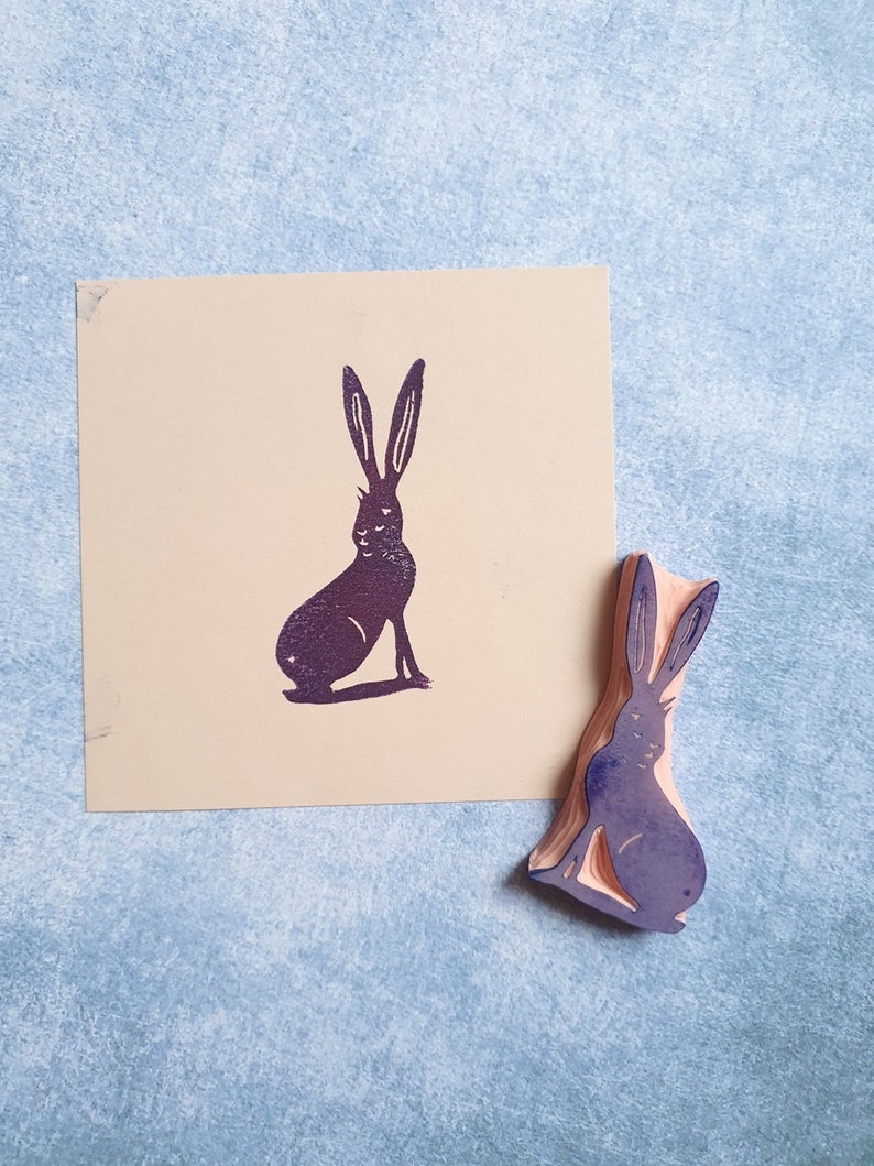 Hare rubber stamp for Easter decor woodland animal stamp | Etsy