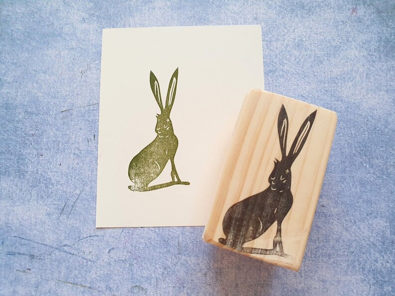 Hare Rubber Stamp for Easter Decor, Woodland Animal Stamp, Wildlife ...