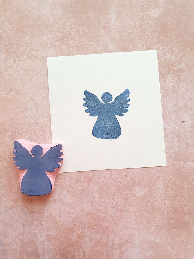 Vintage angel rubber stamp for Christmas card handmade | Etsy