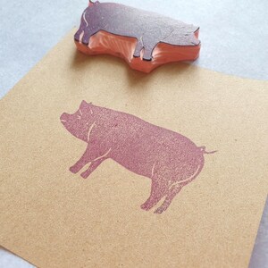 Pig Rubber Stamp for Cardmaking, Farm Animal Stamp for Printing on ...