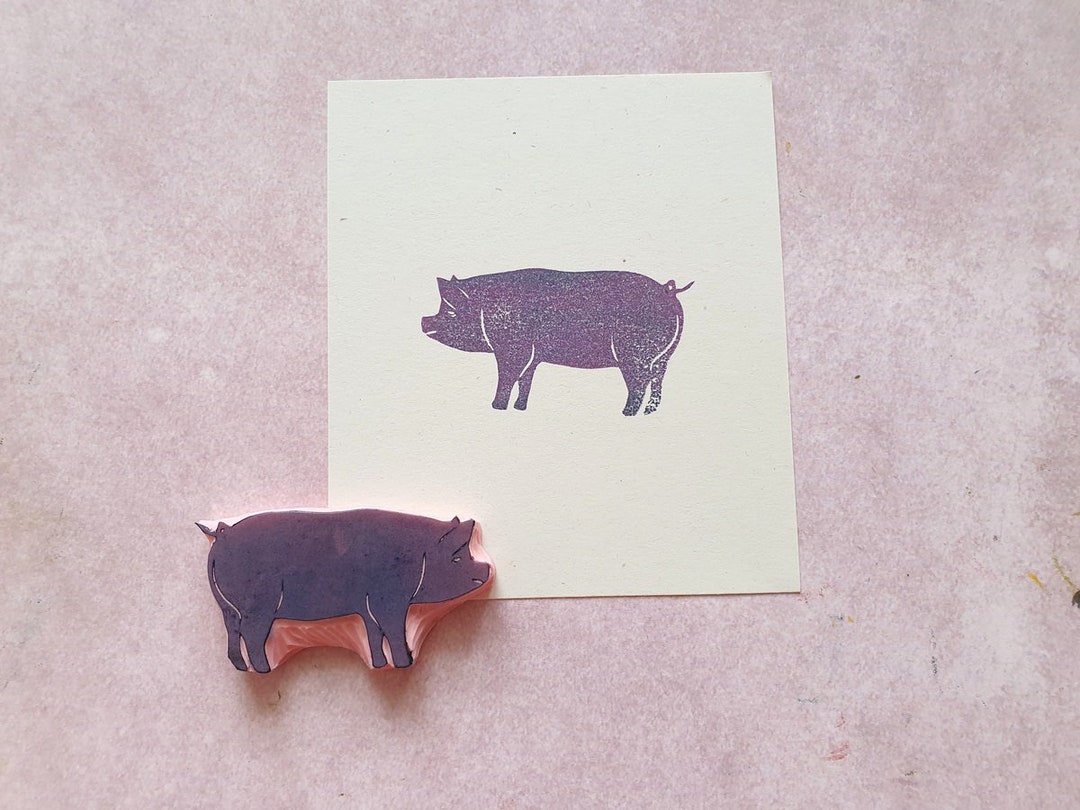 Pig Rubber Stamp for Cardmaking Farm Animal Stamp for - Etsy