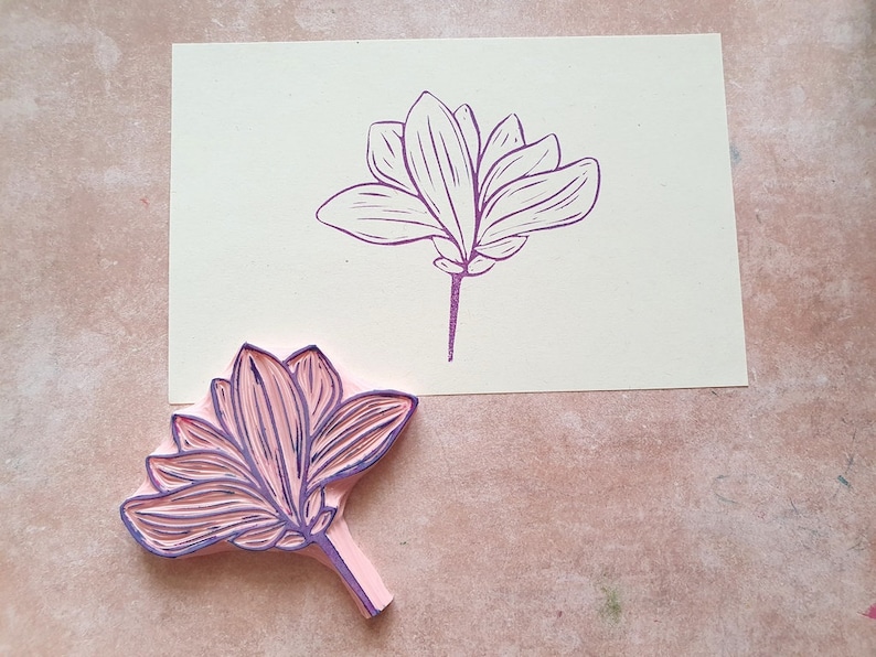 Magnolia Rubber Stamp for Scrapbooking Blossom Flower Stamp - Etsy