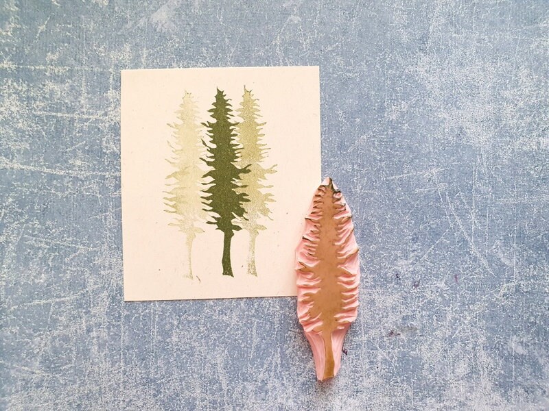 Tree Rubber Stamp for Cardmaking, Wildlife Christmas, Nature Tree ...