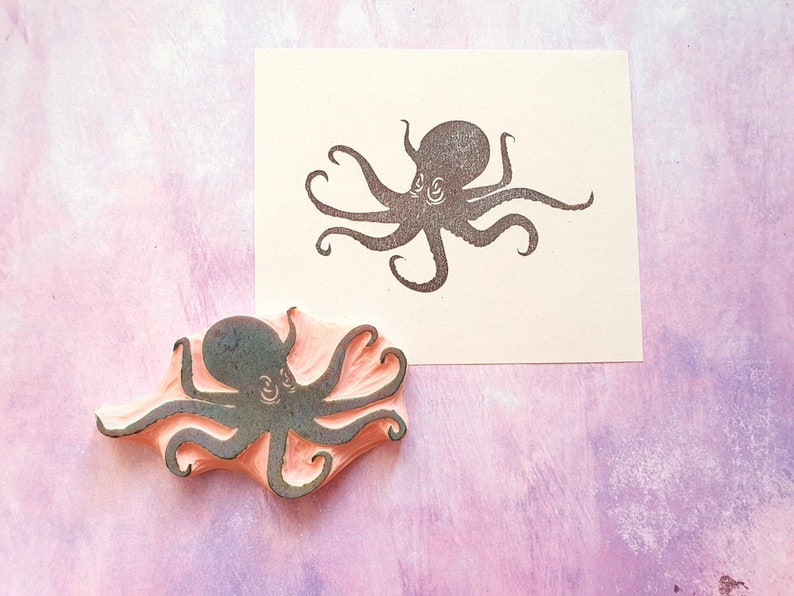 Octopus rubber stamp for scrapbooking Ocean animal stamp for | Etsy