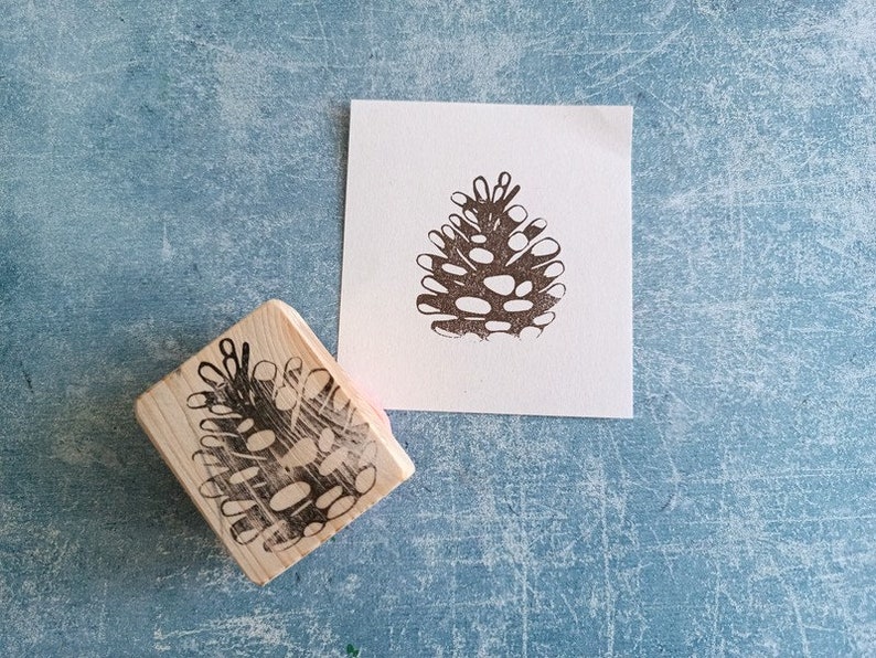 Oak Cone Rubber Stamp for Daily Journal, Autumn Scrapbooking Stamp ...