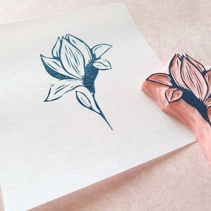 Magnolia Rubber Stamp for Printing on Paper and All Surfaces, Elegant ...