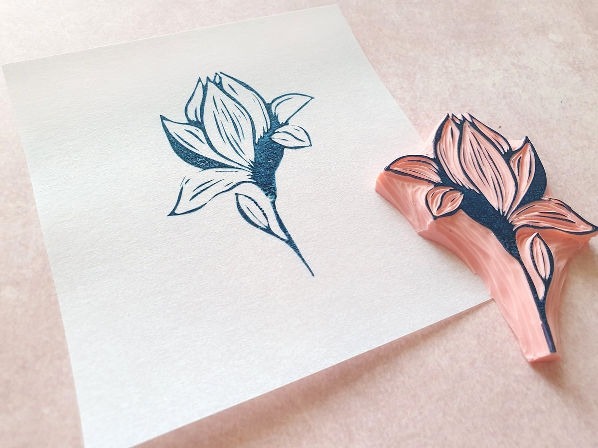 Magnolia rubber stamp for printing on paper and all surfaces | Etsy
