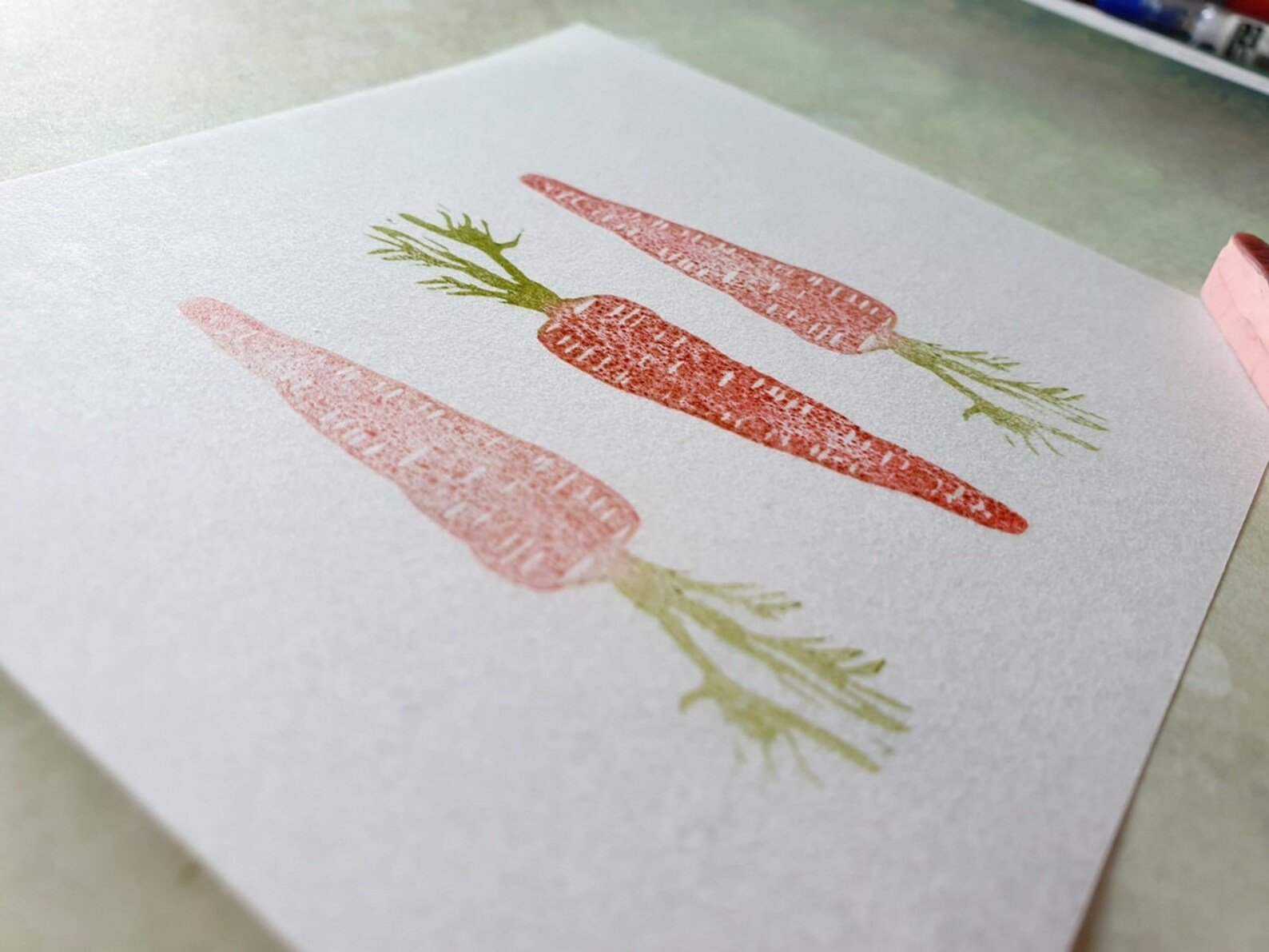 Carrot rubber stamp for printing on fabric bags garden | Etsy