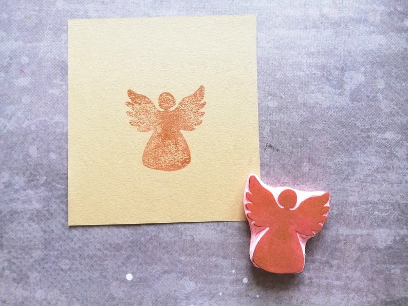 Vintage angel rubber stamp for Christmas card handmade | Etsy