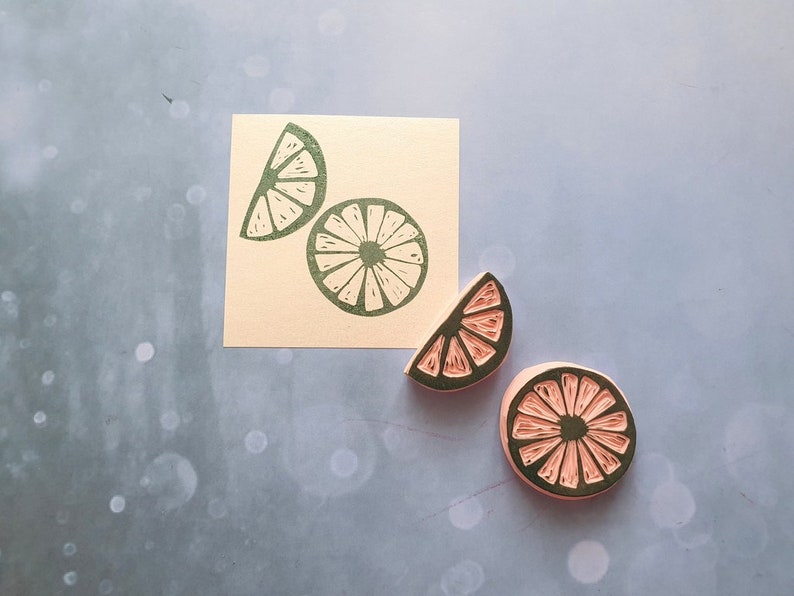 Fresh Lemon Slice Rubber Stamp Set, Lime Stamp, Gift for Summer Fruit ...