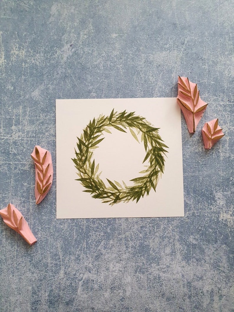 DIY Wreath Rubber Stamp Set of 4 for Stationery Design - Etsy