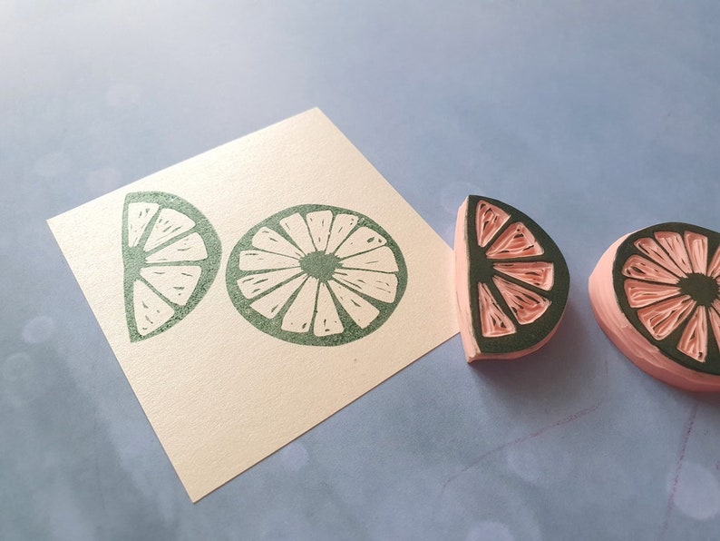 Fresh Lemon Slice Rubber Stamp Set, Lime Stamp, Gift for Summer Fruit ...