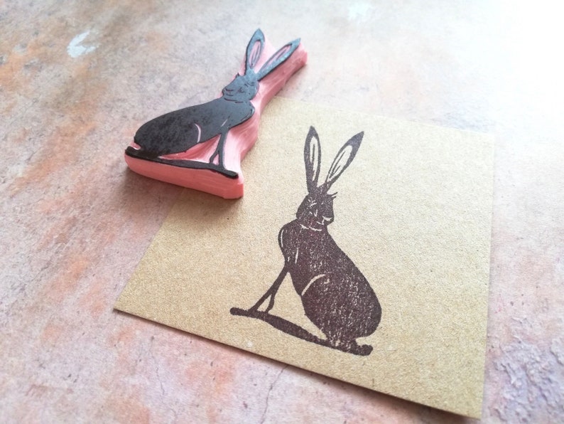 Hare rubber stamp for Easter decor woodland animal stamp | Etsy