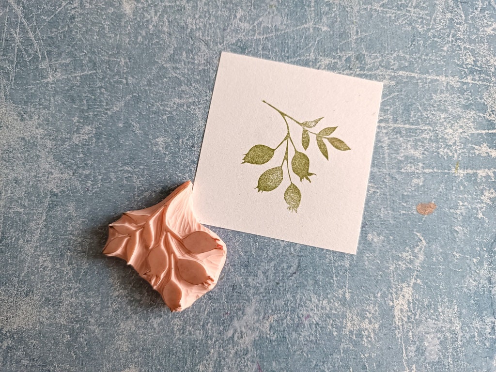Holly Rubber Stamp for Cardmaking, Christmas Twig Stamp for ...