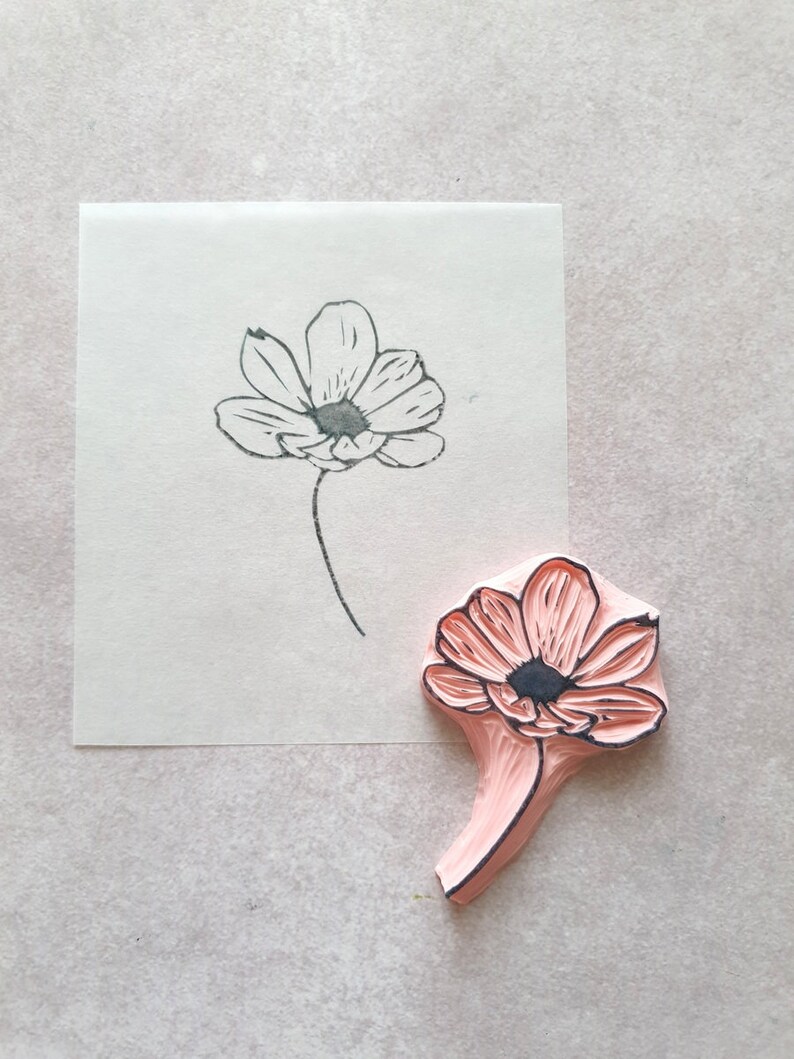 Wild flower rubber stamp for cardmaking scrapbooking blossom | Etsy