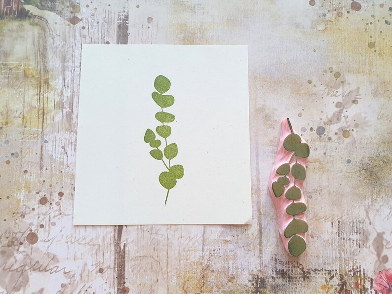 Eucalyptus leaf rubber stamp for bullet journal botanical | Etsy