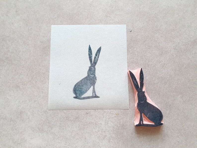 Hare rubber stamp for Easter decor woodland animal stamp | Etsy