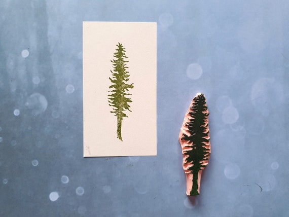 Tree rubber stamp for cardmaking wildlife Christmas nature | Etsy