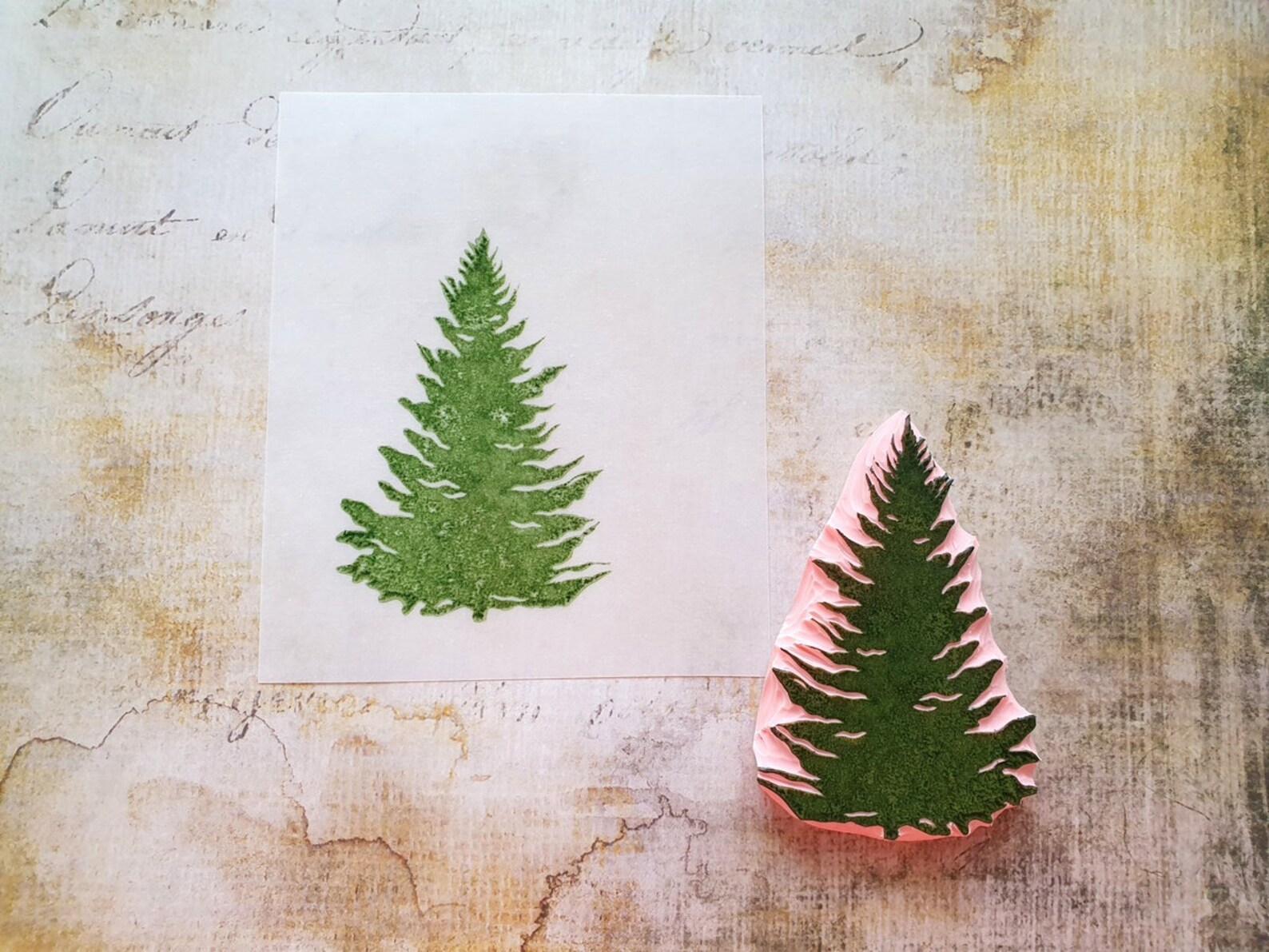 Tree Rubber Stamp for Stamping on Paper Christmas Tree Stamp - Etsy