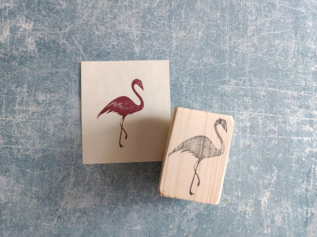 Flamingo Rubber Stamp, Tropical Bird Decorative Stamp, Exotic Summer ...