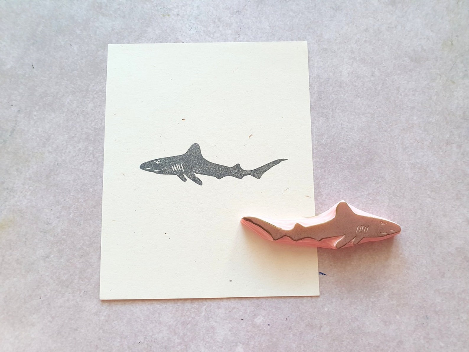 Shark Rubber Stamp for Birthday Wishes Ocean Animal Wooden | Etsy